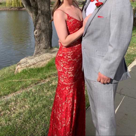 PromGirl | Dresses | Sexy Red Lace Prom Dress | Poshmark